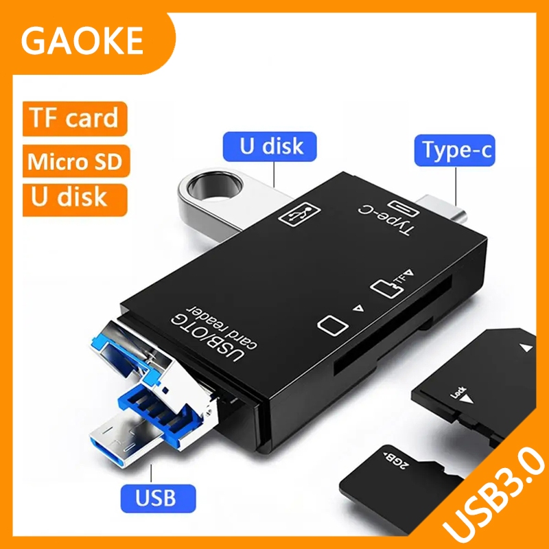 6 in 1 Multifunctional usb type C/usb/micro usb/tf/SD Smart Memory Card ...