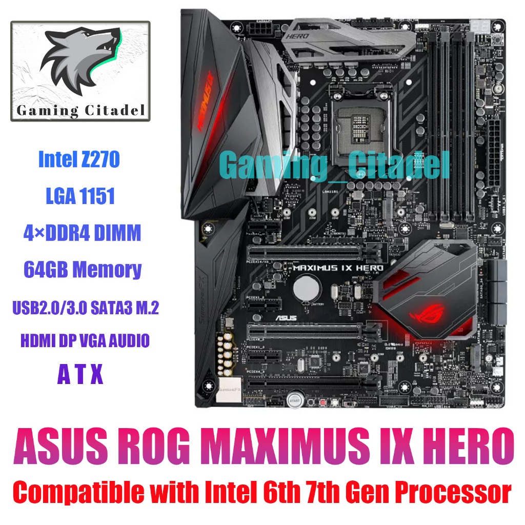 Used ASUS ROG MAXIMUS IX HERO ATX DDR4 Z270 Chipset Motherboard ...