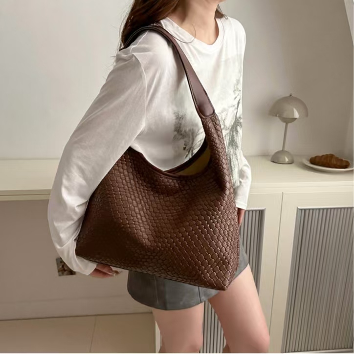 Hhnbnb Vintage Shoulder Bag For Woman Fashion PU Leather Handbag Woven Hobo Bag Casual Commuter ...