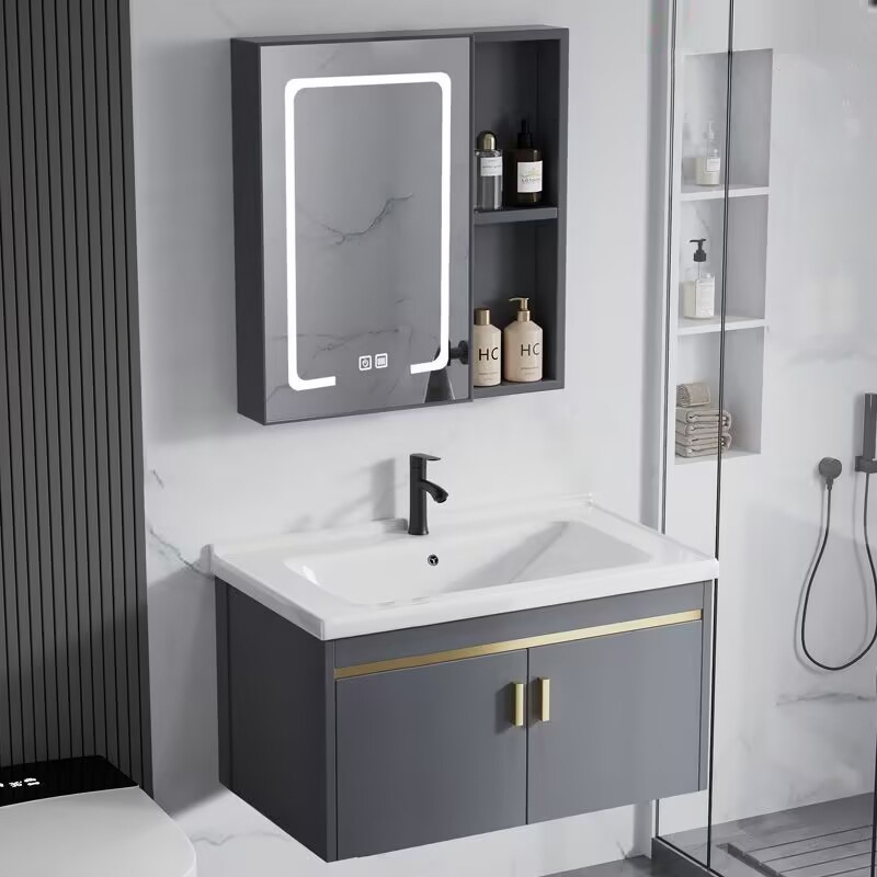 Aluminum Bathroom Cabinet With Mirror Wall Bathroom Sink With Cabinet ...