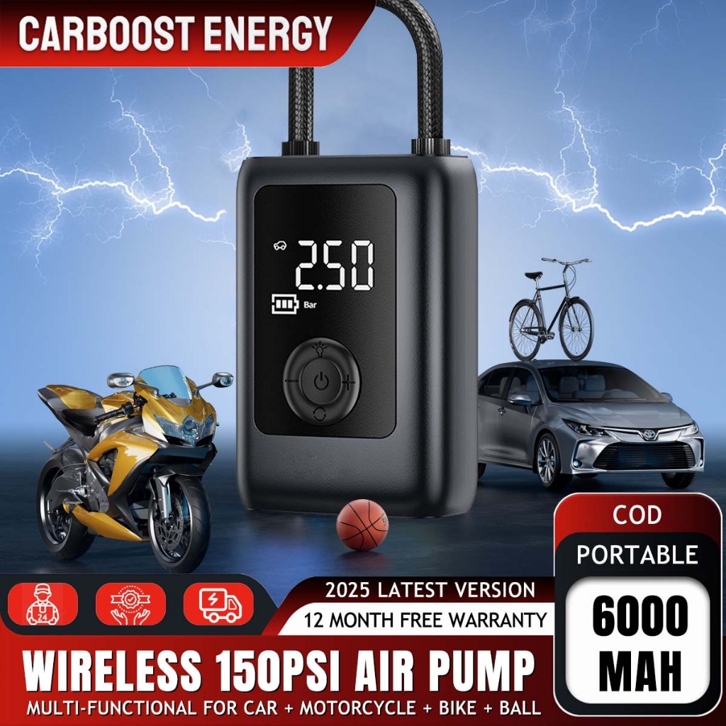 Air Pump Portable Digital 150PSI Rechargeable Electronic air compressor ...