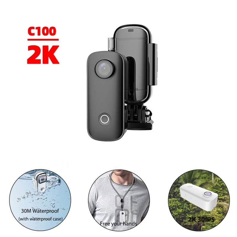 Orig SJCAM C100 Mini Action Camera 2K 30FPS Thumb camera 30M Waterproof Sports Webcam | Shopee ...