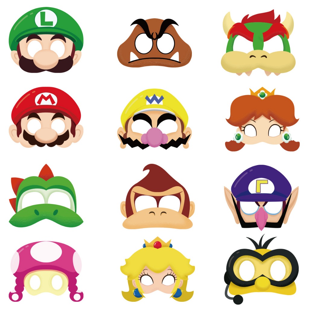 12pcs/set New Mario-themed Party Half Face Masks, Birthday Decoration ...