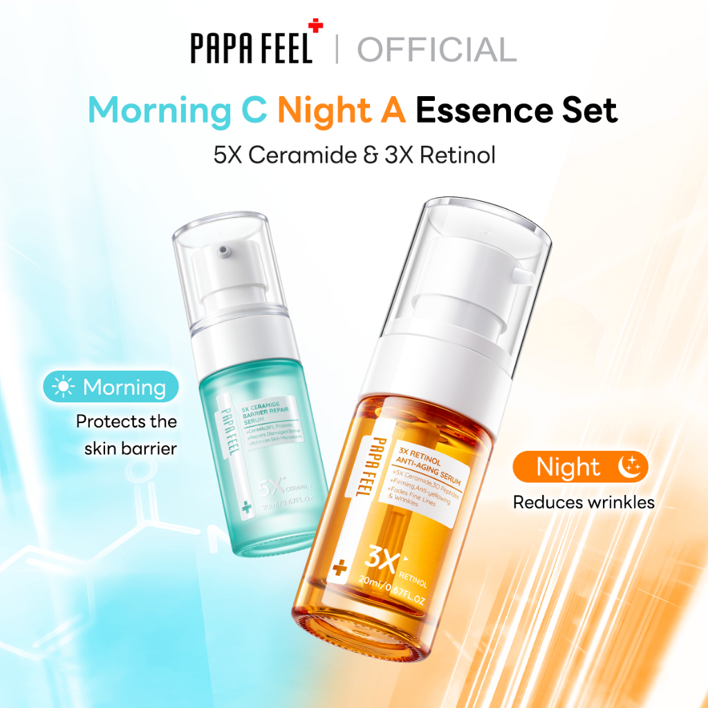 PAPA FEEL【Morning C Night A Serum】Morning Barrier Repair Moisturizing ...
