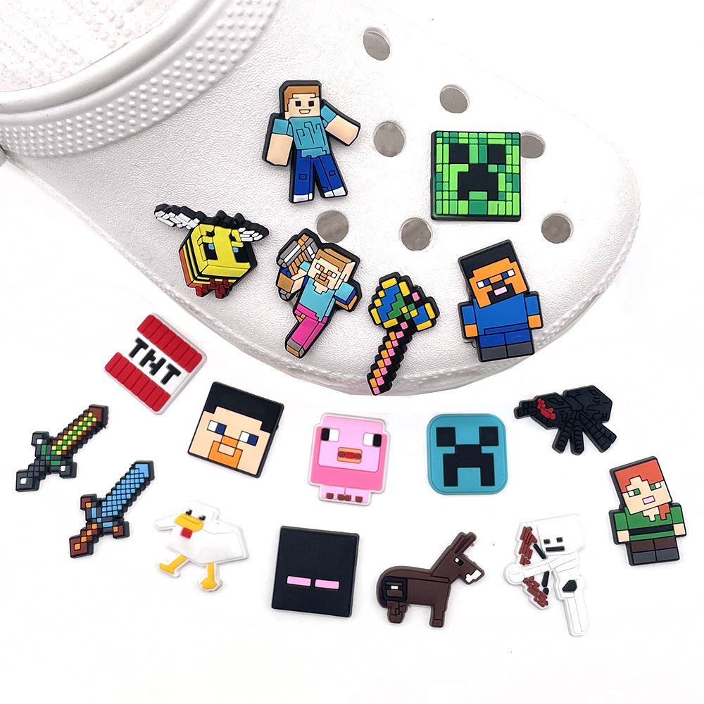 18pcs Minecraft Series Shoe Buckles Kawaii Shoe Decorations Summer Shoe ...