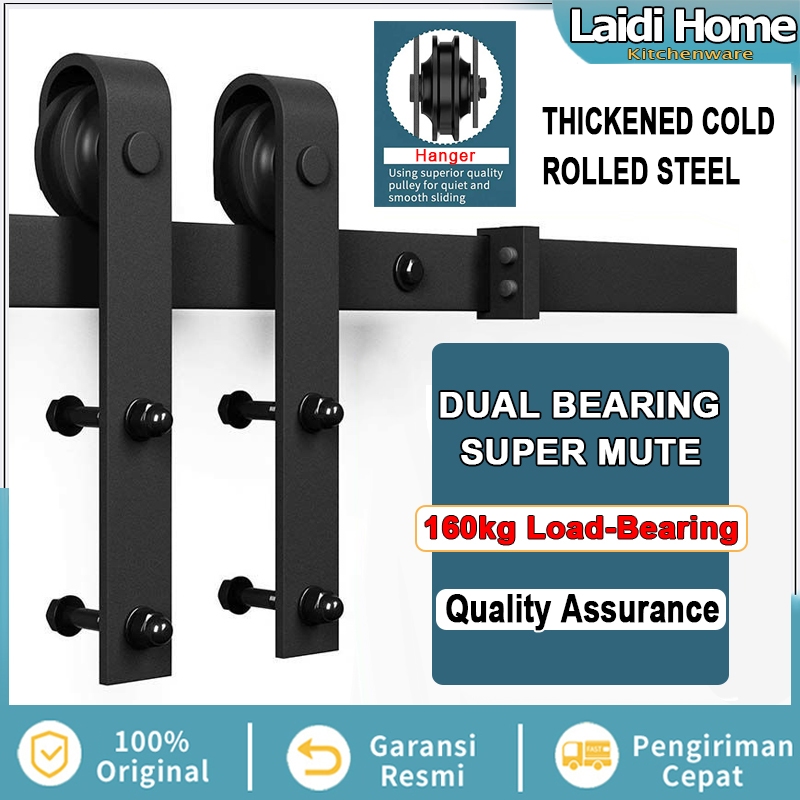 Sliding Wooden Door Track Rail Hardware Set Carbon Steel Thickened ...