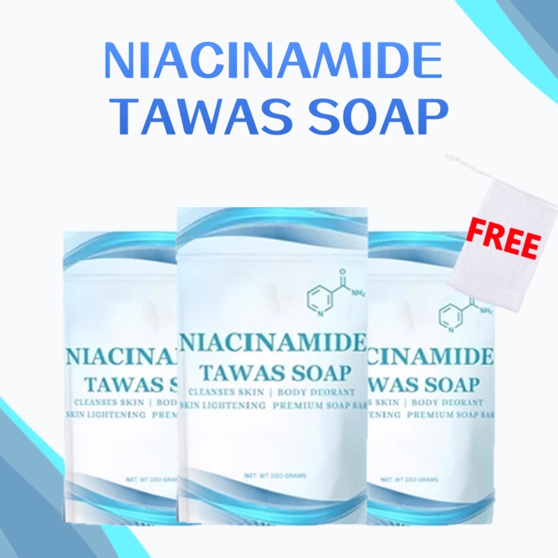 BUY 1 TAKE 1 NIACINAMIDE TAWAS SOAP 100g WITH FREE MESH skin lightening cleanses skin body ...