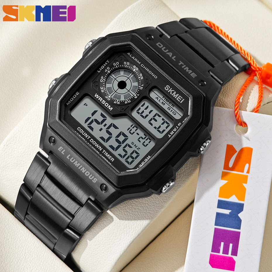 SKMEI Watch for Men Military Sport Stainless Steel Led Digital ...