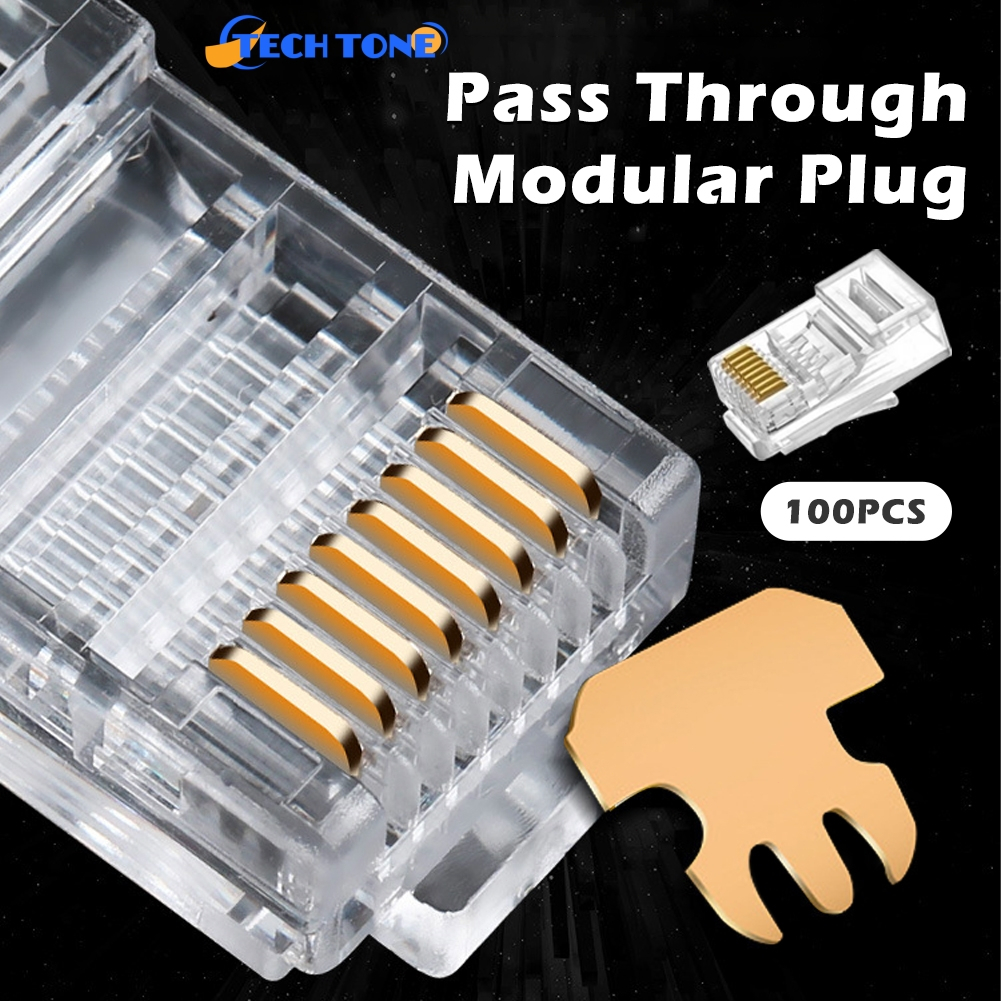 100pcs RJ45 Passthrough Connector for CAT5e Ethernet Cable Pass Through ...