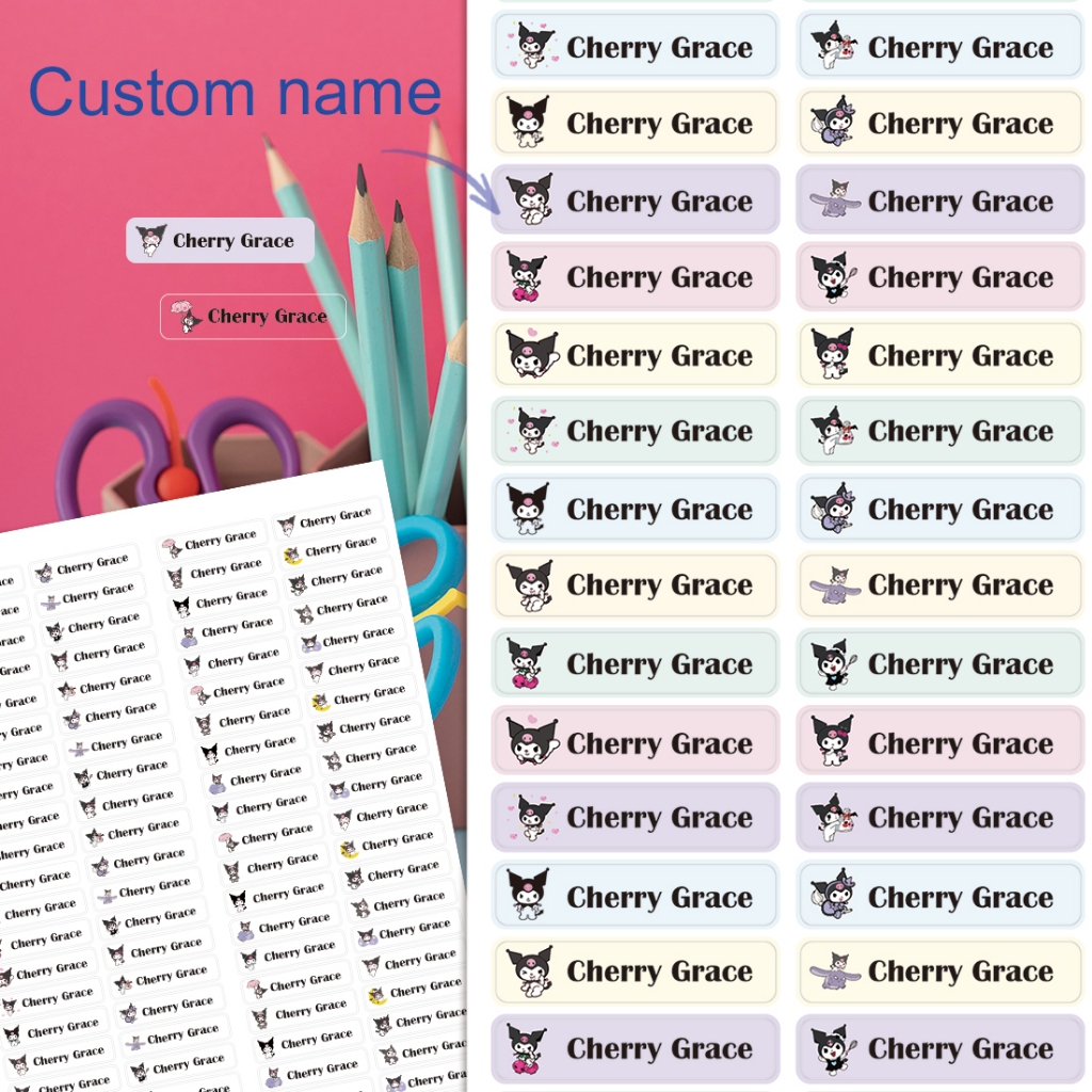 84pcs cartoon Kuromi pattern labels, personalized name children's ...