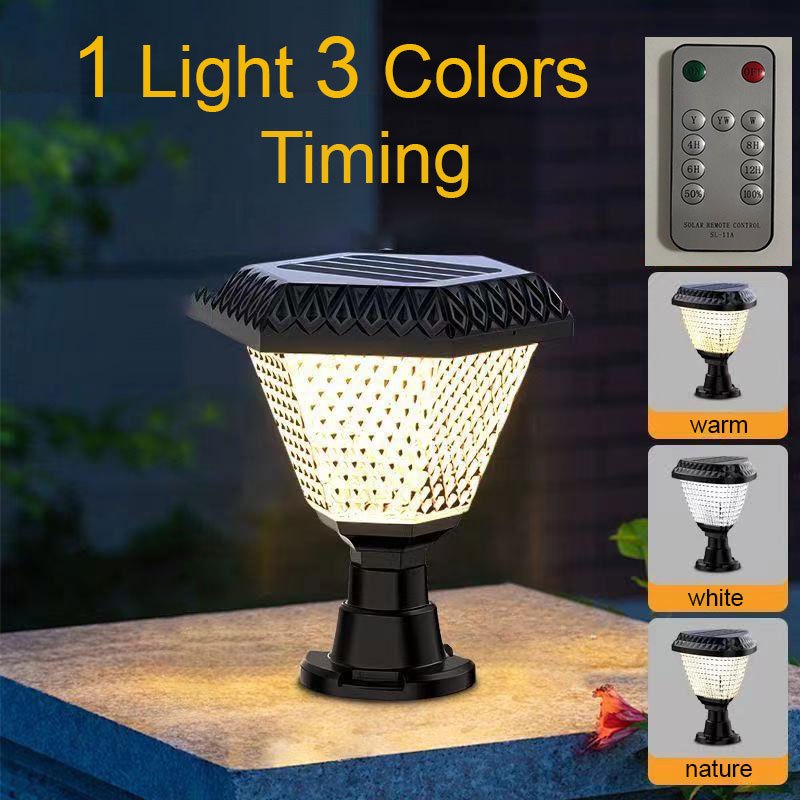 Remote Control Solar Post Lamp Outdoor Waterproof LED Post Light 3 ...