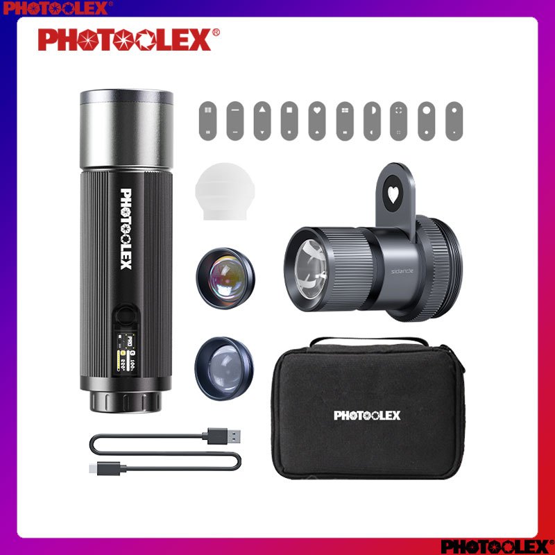 PHOTOOLEX 12W Photography Flashlight Pro Set Full Color Adjustable ...