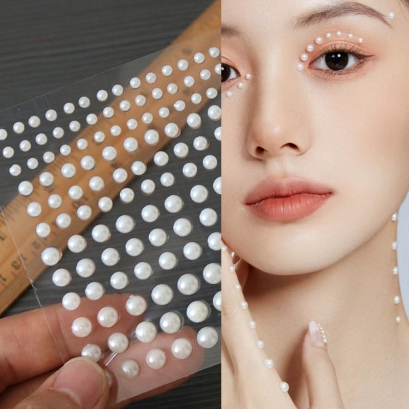 Heart Pearl DIY Face Diamond Sticker Rhinestone Pearl Jewels Sticker ...