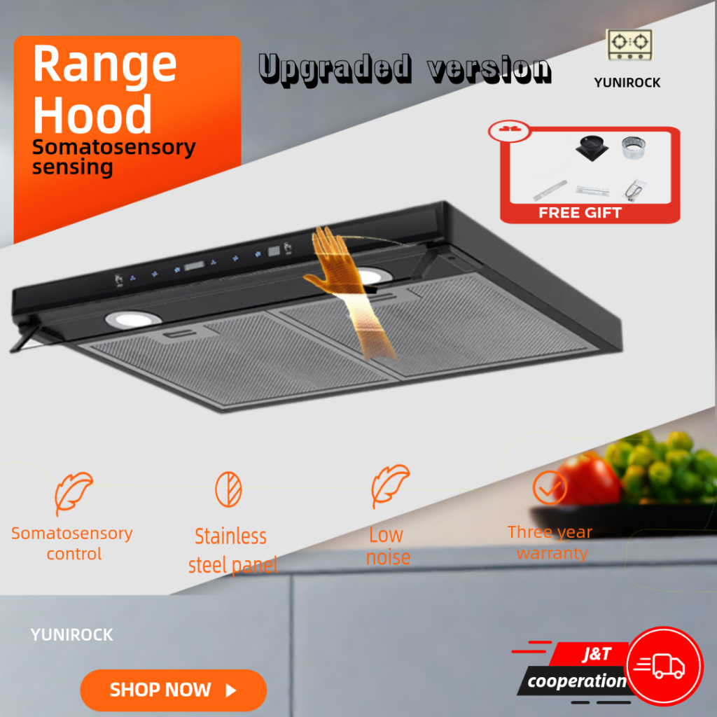 Kitchen Range Hood 7-Shaped High Suction Range Hood Top Side Double ...