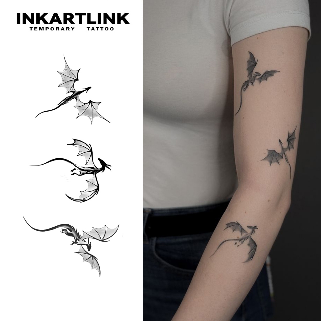 Inkartlink Dragon Waterproof Temporary Tattoo Stickers Semi Permanent Fake Tattoos | Shopee ...