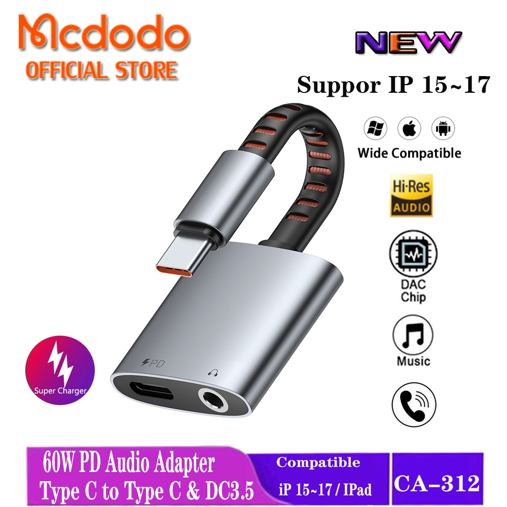 Mcdodo iPhone 16 Pro Max Audio Adapter （Support Gaming MIC) 2 in 1 Type ...