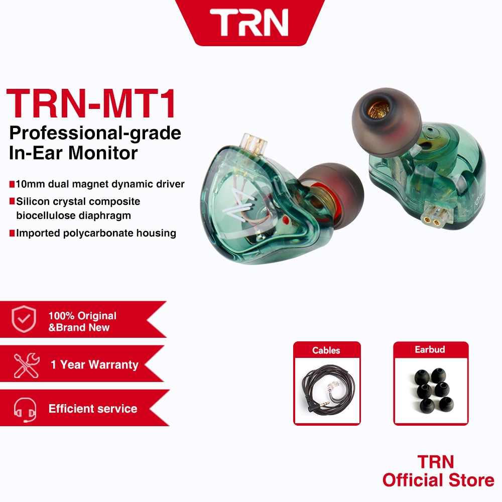 Original TRN MT1 Wired Earphones IEM Detachable Cable HiFi Bass Noise ...