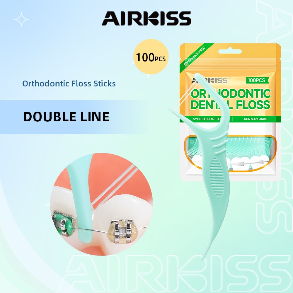 AIRKISS Dental Floss for Braces Stick Double Line Orthodontic Dental ...