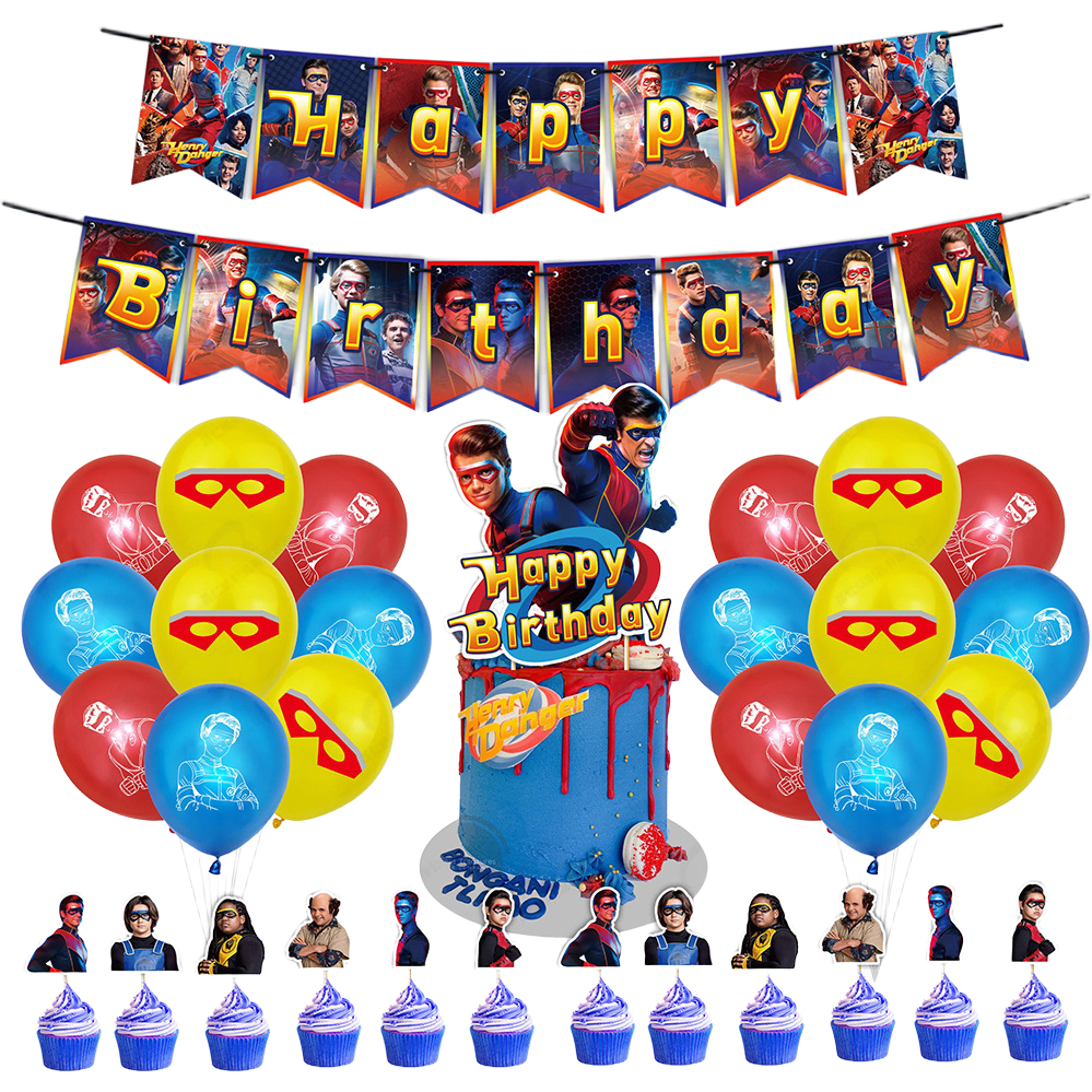 Cartoon Henry Danger Themed Party Decoration Kids Banner Cake Topper ...