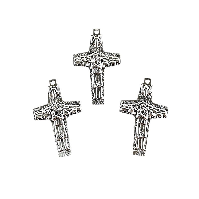Good Shepherd Cross Pendant - Catholic Pope Francis Papal Charm for DIY ...