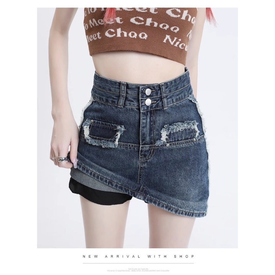 Retro Sexy Denim Mini Skirt For Women High Waist Package Hip A-line ...
