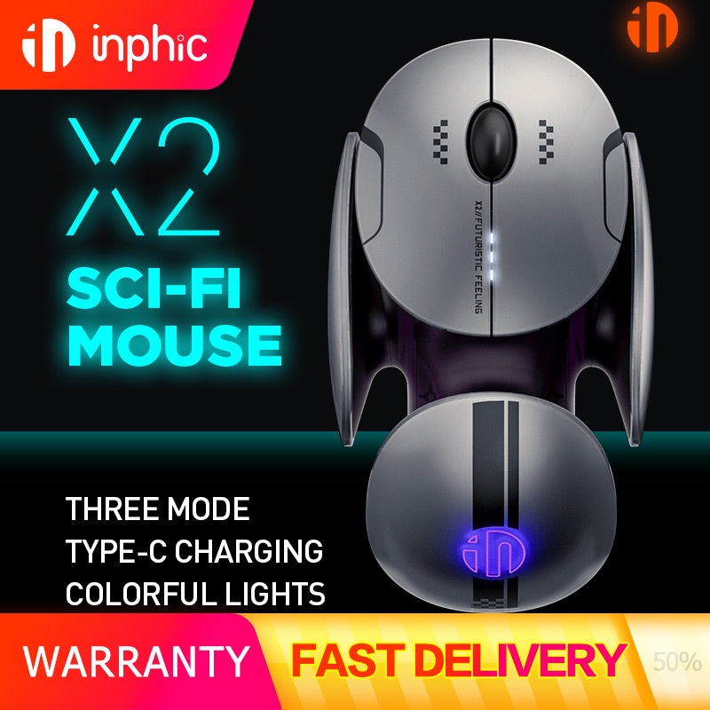 Inphic X2 SCI-FI Bluetooth Wireless Mouse Rechargeable 2400dpi Tri-mode ...