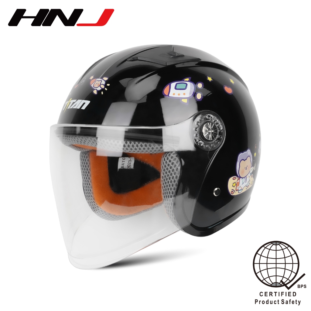 HNJ A4-002-K Kids Half Face Helmet for Motorcycle With Single Visor for ...
