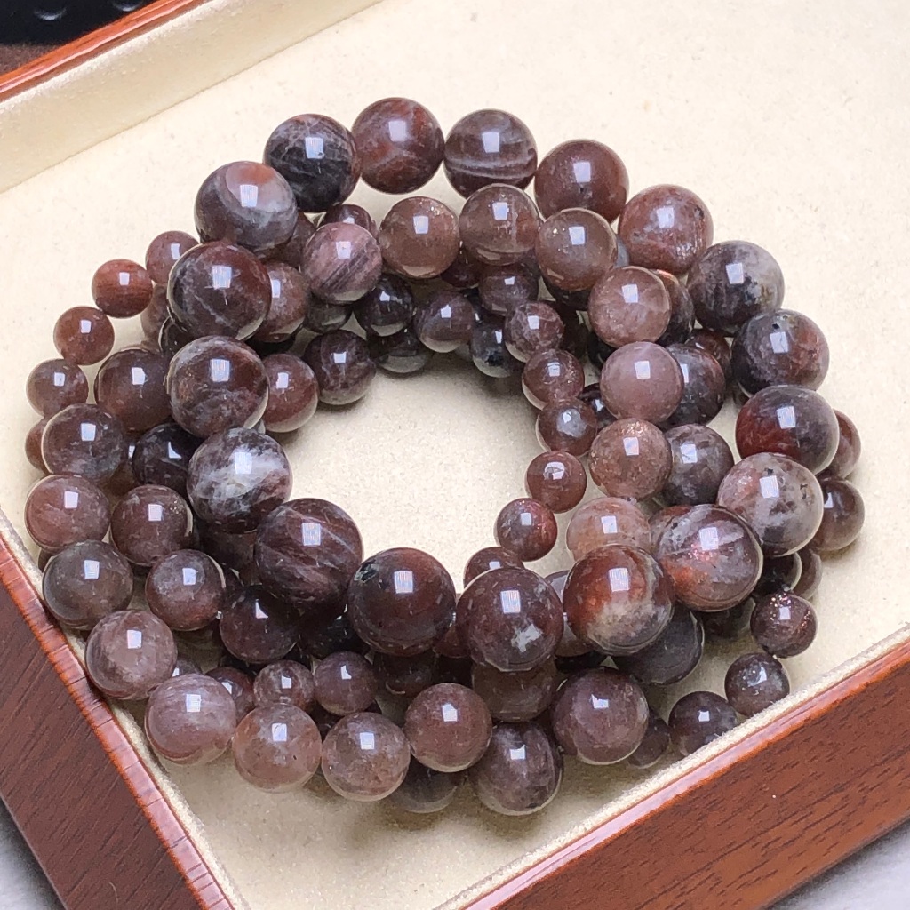 Natural Black Arusha Sunstone Bracelet 6.5/7/8/9/10mm - Golden Glow in ...