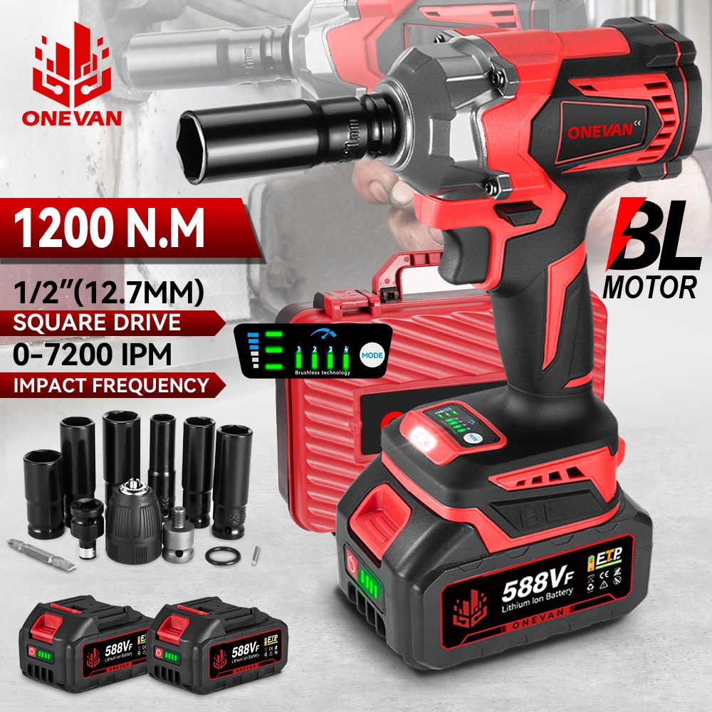 ONEVAN 700N.M Torque Brushless Electric Impact Wrench with 588VF ...