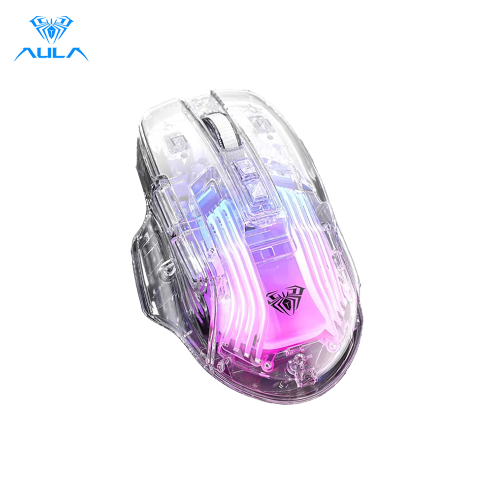 AULA SC518 Wireless Mouse 2.4G Bluetooth Connection RGB Light Effect 6 ...