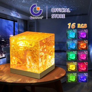 Glowora 16 Colors Rechargeable RGB Rotating Crystal Lamp Water Ripple ...