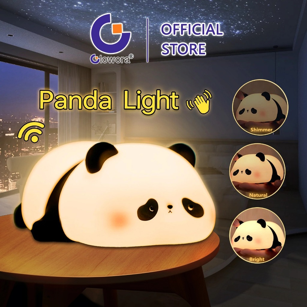 Glowora Rechargeable Silicone Panda Light Lamp LED Night Light Touch ...