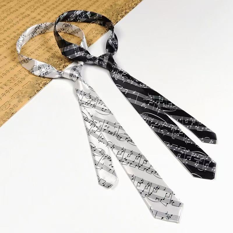 Fashion Piano Necktie 5 cm Slim Tie Music Note Design Hip-Hop Narrow ...
