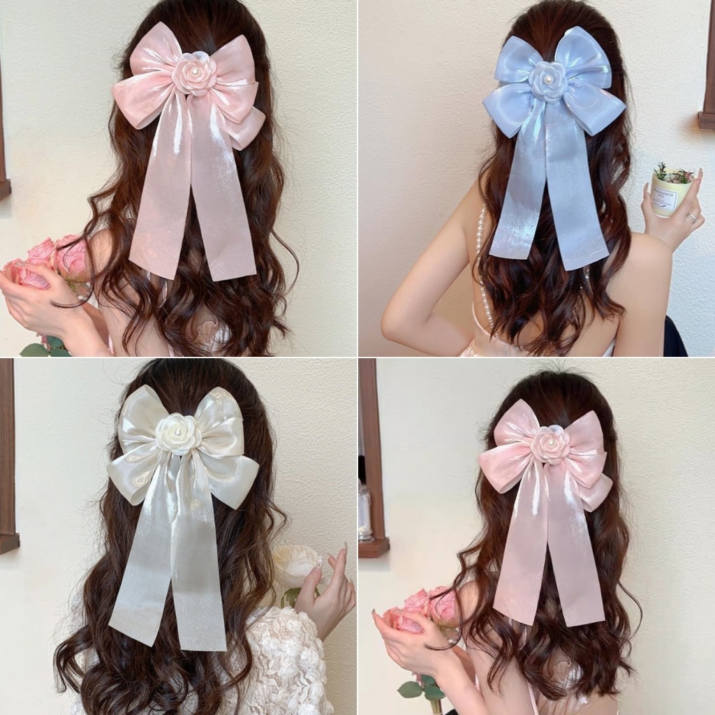 Mermaid Ji Blue Hairpin Fine Flash Big Bow Hairpin Classy Top Clip Hair ...