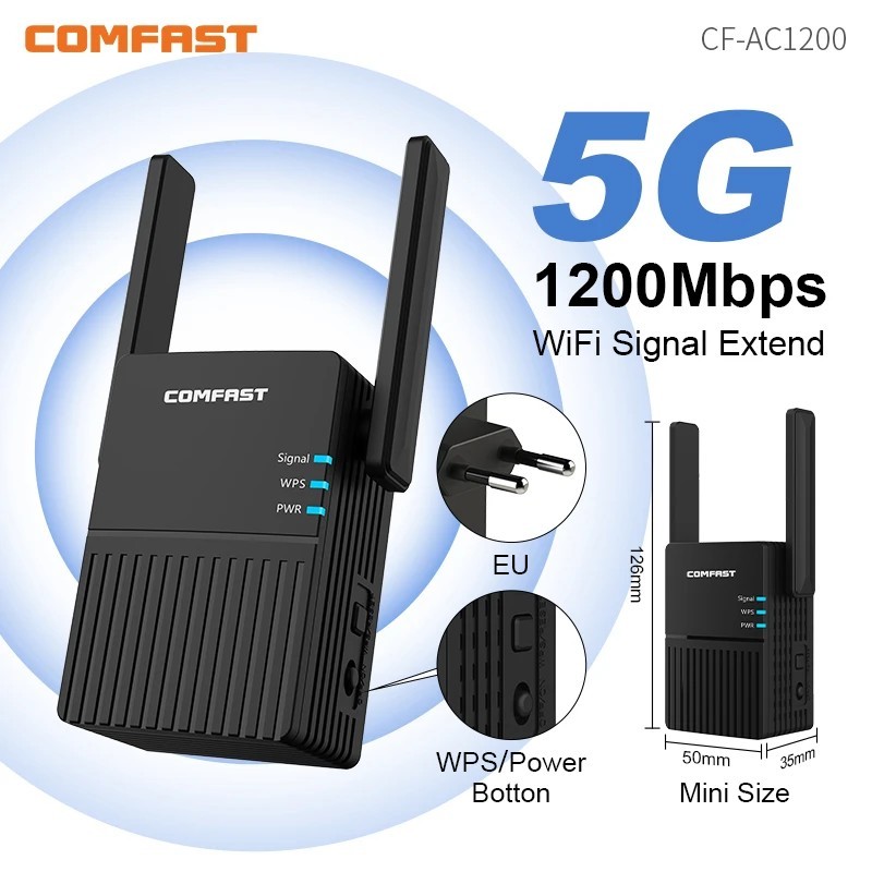 Comfast Wi-fi Repeater 1200Mbps Wireless Wifi Extender /Router Dual ...