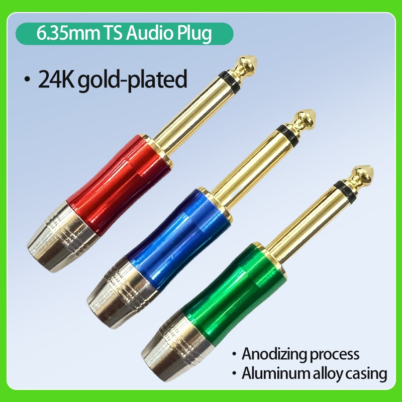 6.35mm 1/4" Male Plug Jack 3 Pole Stereo Repair Audio Connector Solder ...