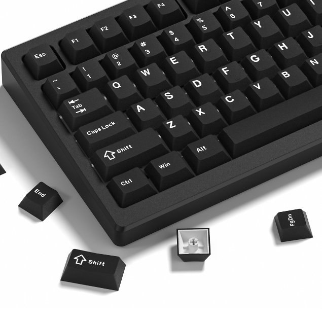 Womier Pure Black 122 Keys Minimalist Double Shot PBT Keycaps Set for ...