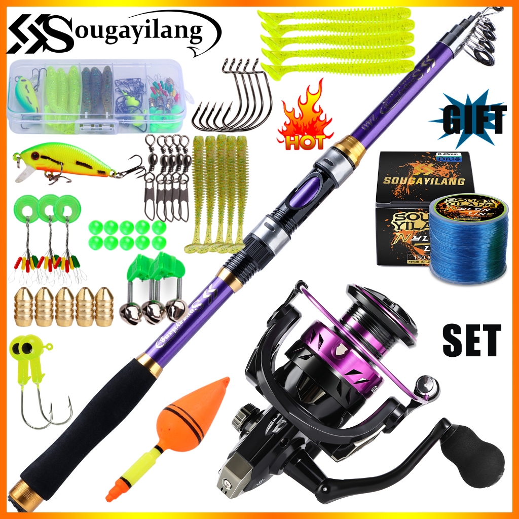 Sougayilang Fishing Rod Full Set Glass Fiber 1.8m-3.3m EVA Handle ...