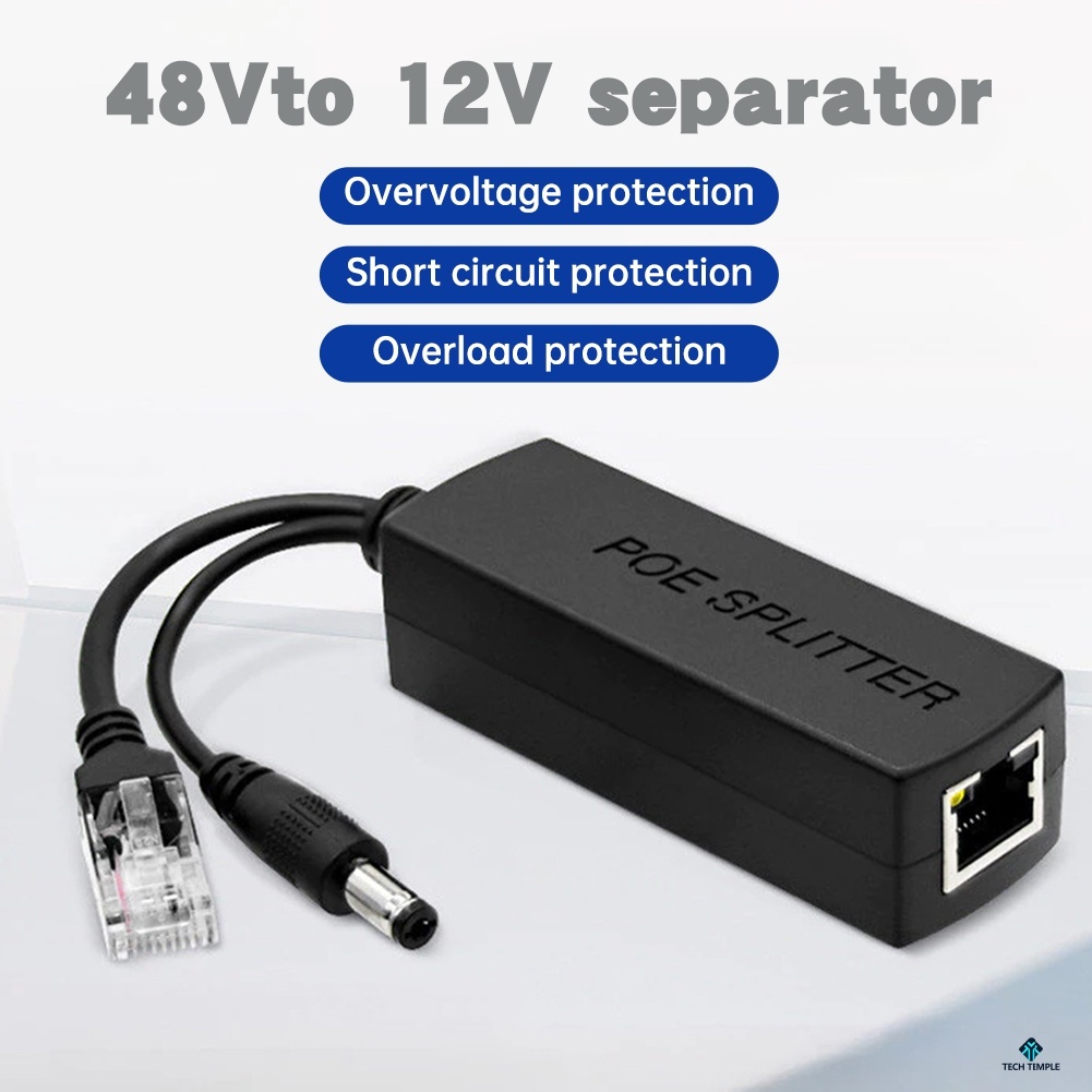 Active PoE Splitter Power Over Ethernet 48V to 12V 1A-2A DC 10/100Mbps ...