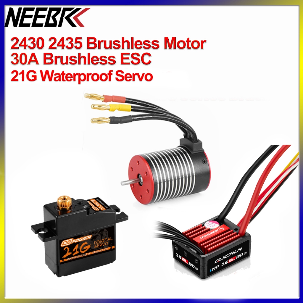 NEEBRC 2430 2435 Waterproof Brushless Motor 30A ESC 21G Servo Combo For ...