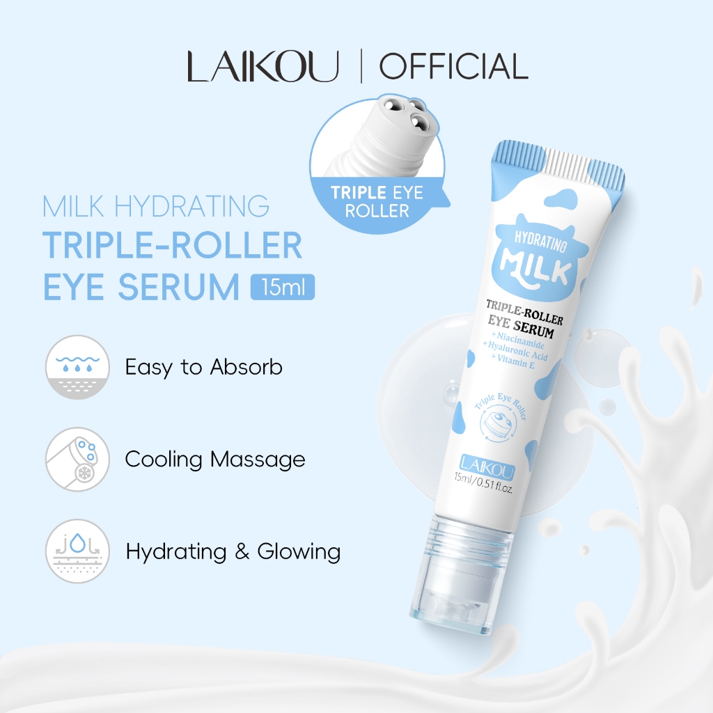 LAIKOU Milk Hydrating Triple-Roller Eye Serum Easy to Absorb Cooling ...