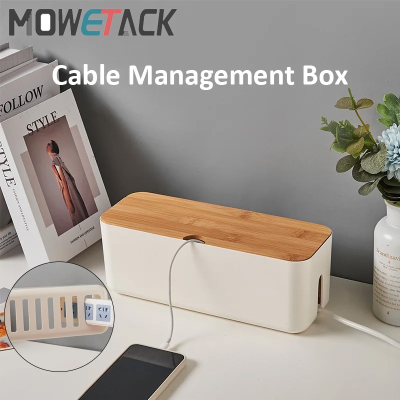 Cable Management Box Cable Box-Outlet Cord Storage Organizer for TV ...