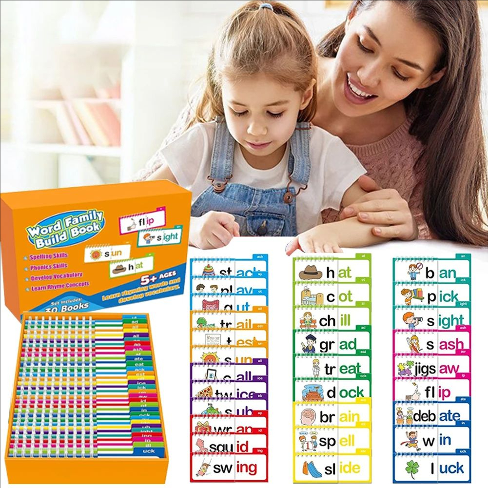 【COD】30 Read and Rhyme Flip Books, Word Families Flash Cards, ABC ...