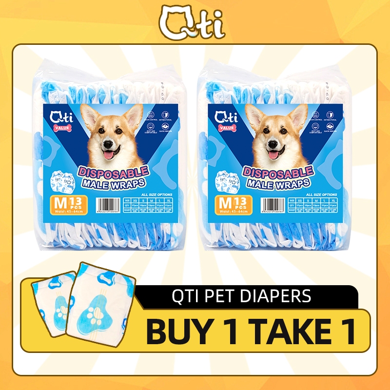 【Buy 1 take 1】Qti Dog Diaper Female Male Pet Diaper for Dog&Cat XXS XS ...