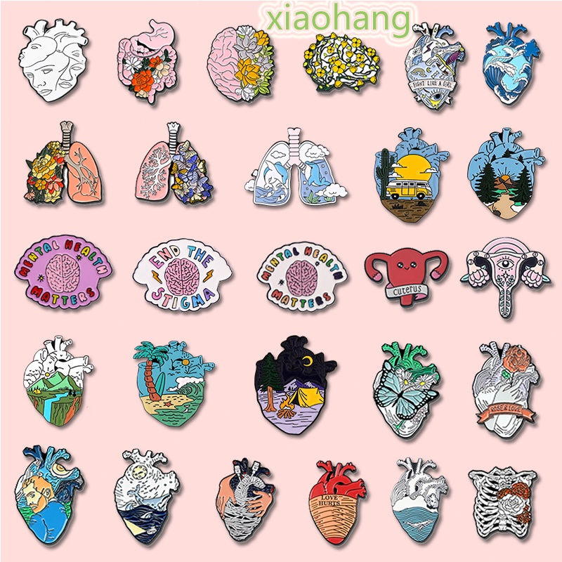 Creative Organ Brooch Heart Enamel Pin Medical Lung Brain Brooch Lapel ...