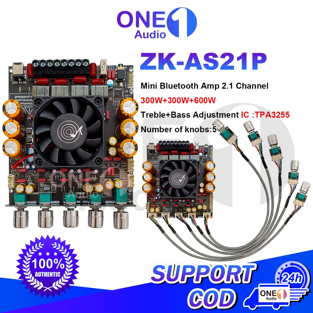 OneAudio ZK-AS21P Powerful Mini Amp 2.1 Channel Bluetooth TPA3255 ...