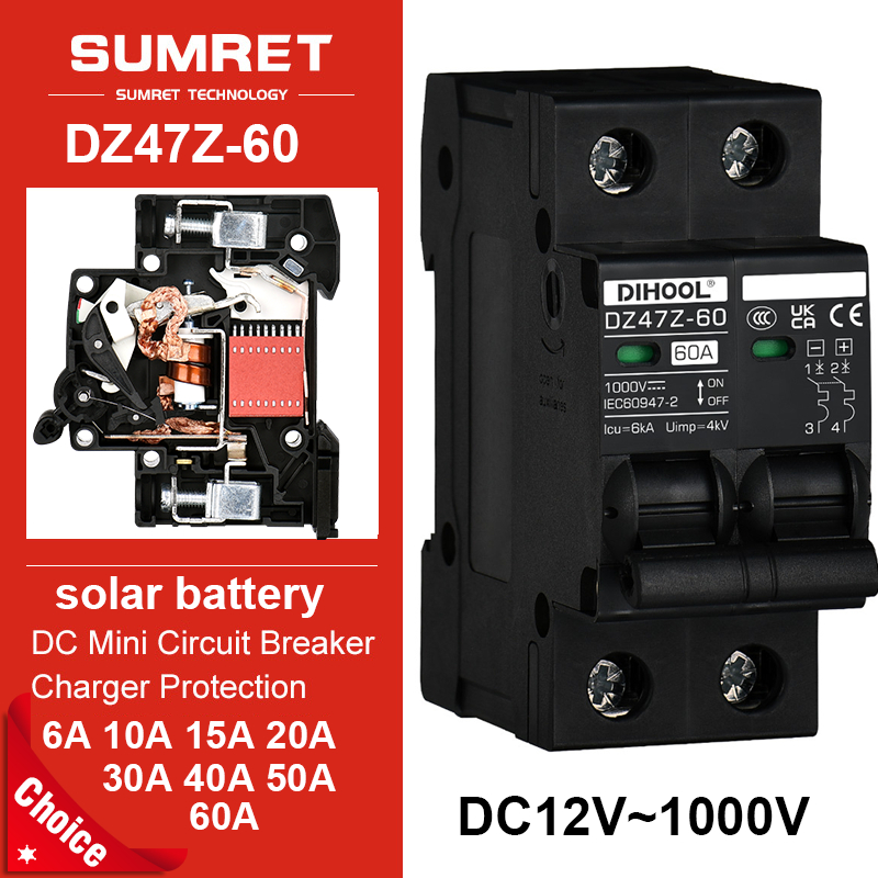 DIHOOL Solar DC Circuit Breaker DC1000V MCB 10A 20A 30A 40A 50A 60A 80A ...