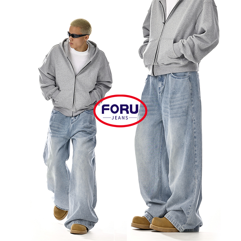 ForU Baggy Jeans Wide Leg Pants for Men American Vintage Cleanfit ...