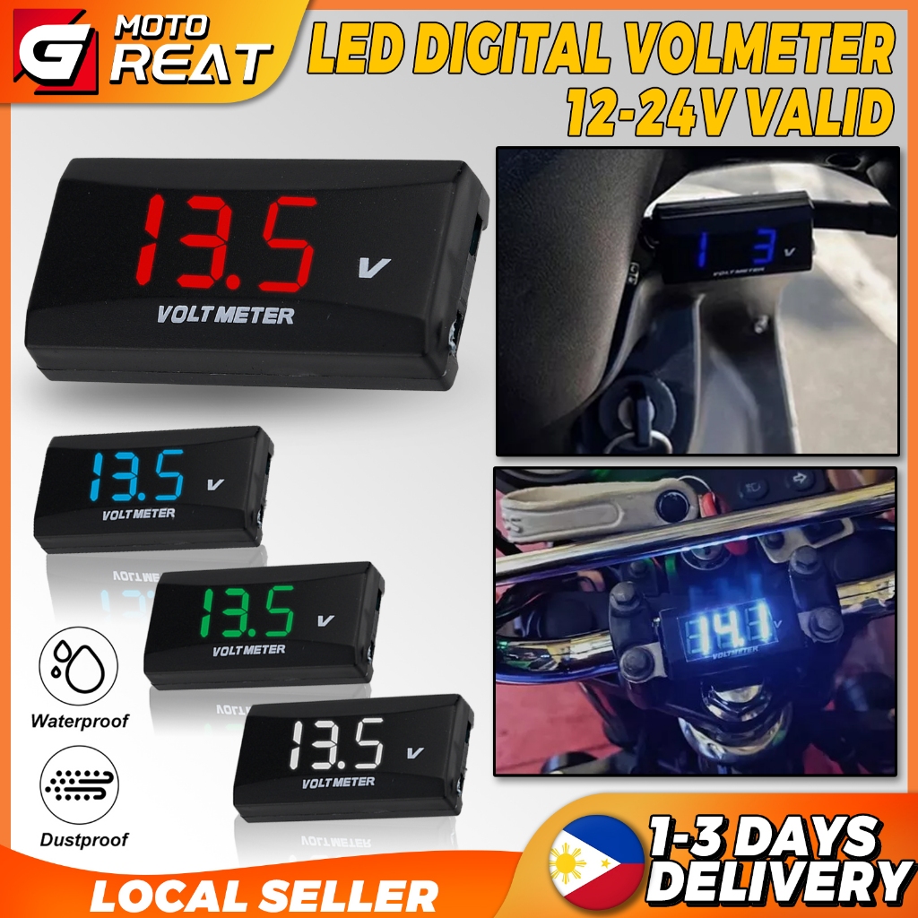 12-24V LED Volmeter Display Voltage Meter Digital Screen Waterproof ...