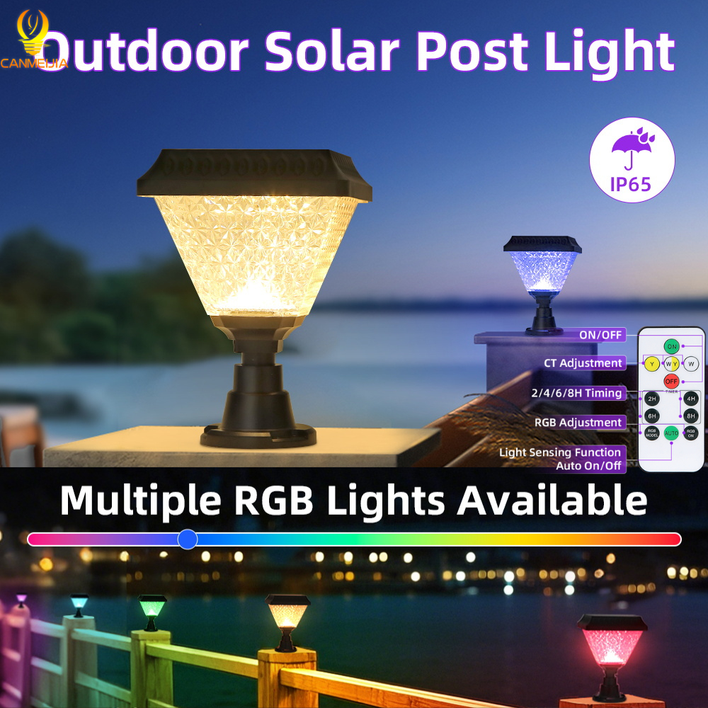 LED RGB Solar Gate Pillar Light Tricolor Post Light Gargen Light ...